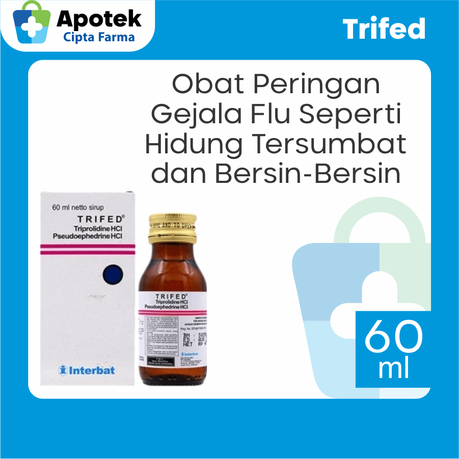 Jual Trifed Sirup Pseudoephedrine Hci Antihistamin Dekongestan Obat Flu ...
