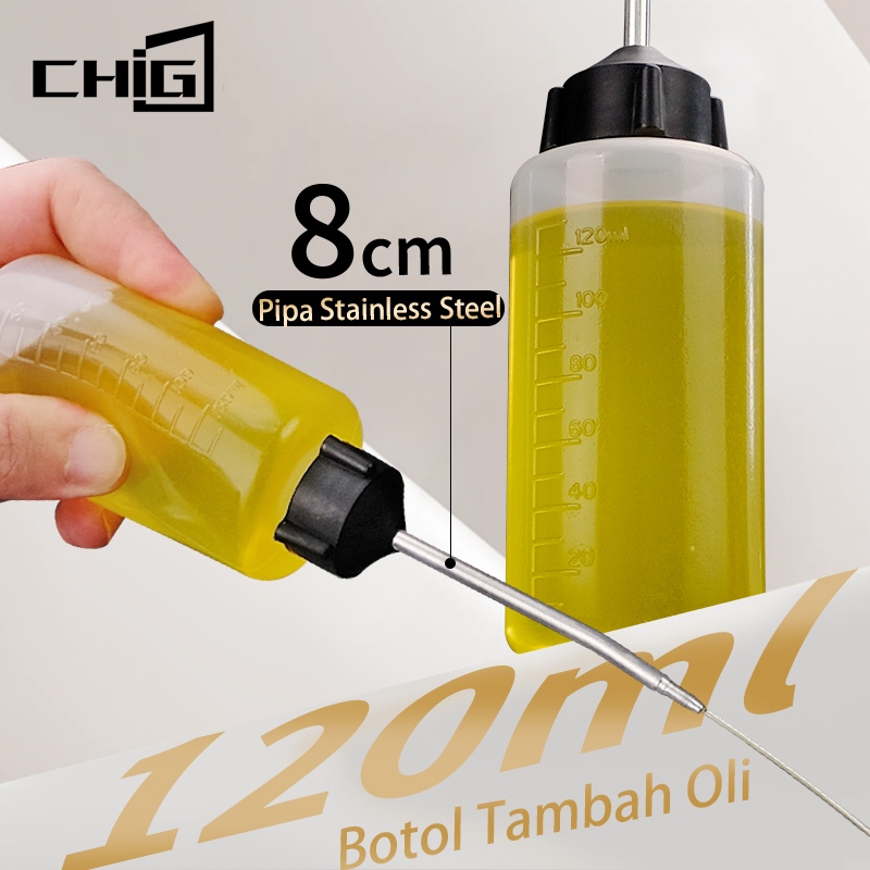 Jual CHIGE Botol Oil 120ml Botol Minyak Pipa Besi Ujung Stainless ...