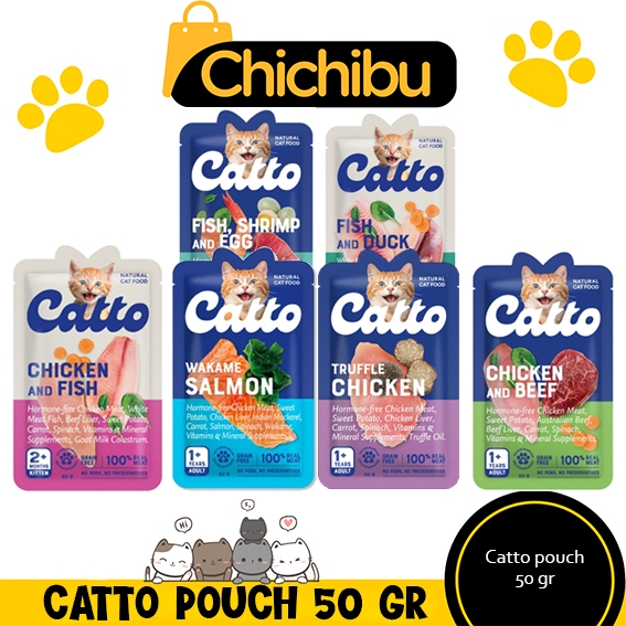 Jual Catto Kitten & Adult Cat Wet Pouch 50 Gr / Wet Food Kucing ...