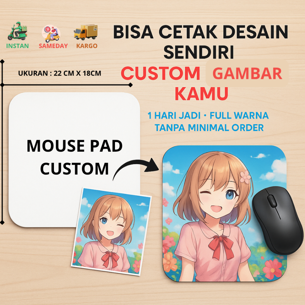 Jual MOUSE PAD CUSTOM / MOUSEPAD CUSTOM 1 hari jadi Custom Gambar Full ...