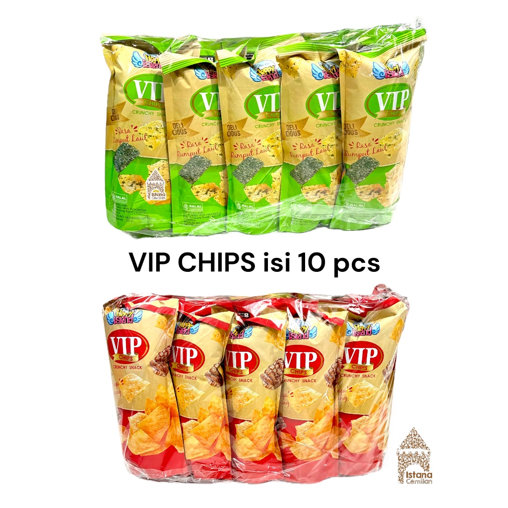 Jual VIP Chips Crunchy Snack Viral Sapi Panggang / Rumput Laut PACK ...
