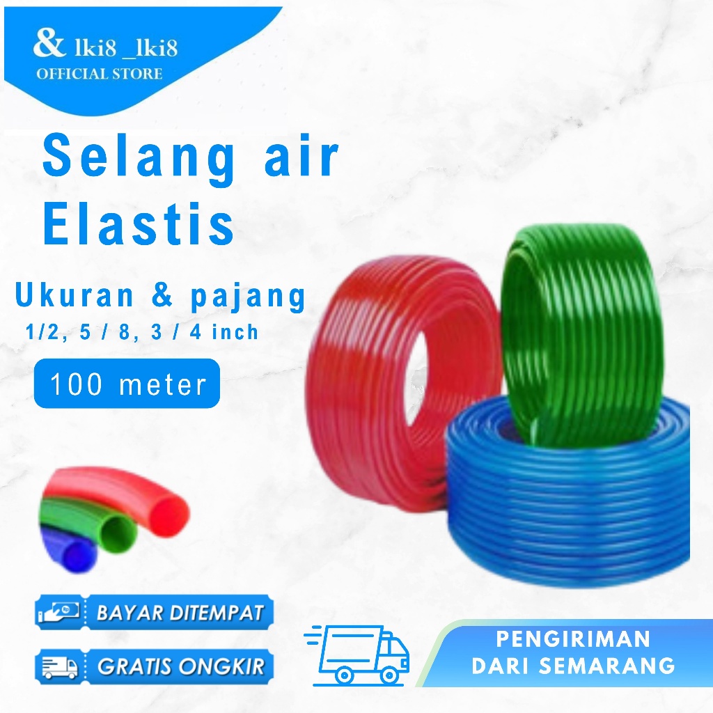 Jual PROMO SELANG AIR ELASTIS 1/2 5/8 3/4 INCH 100 METER ALAT PERKEBUNAN TAMAN COD MURAH ...