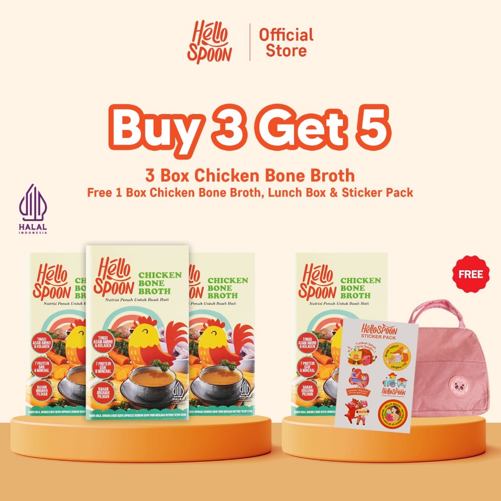 Jual [BUY 3 GET 5] - 3 Box Chicken Bone Broth Hello Spoon FREE 1 Box Chicken Bone Broth & Tas ...