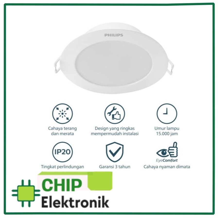Jual Philips Downlight ERIDANI 100 7W 40K WH Recessed LED Natural ...