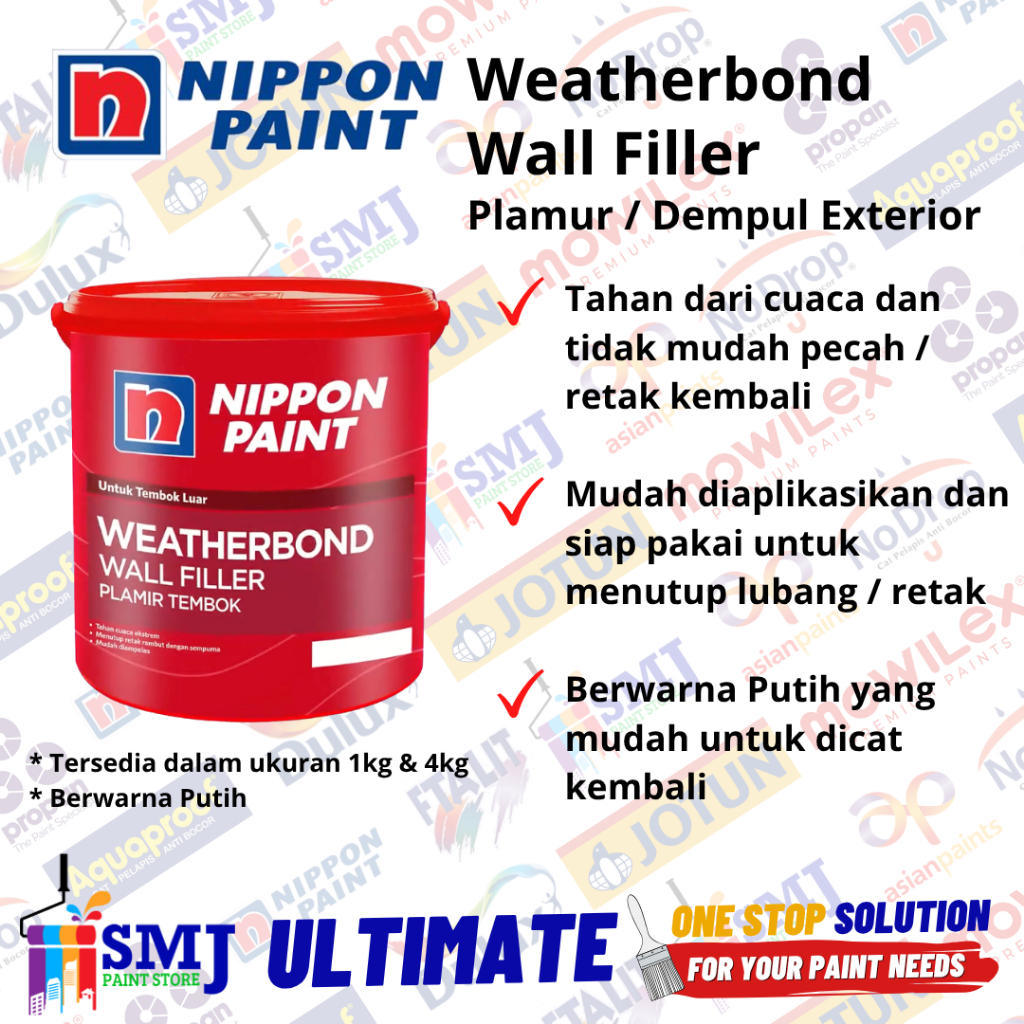 Jual NIPPON WEATHERBOND WALL FILLER Plamur / Plamir / Dempul Penambal ...