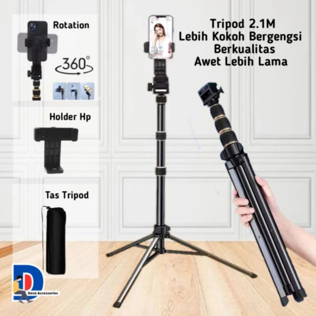 Jual Coozy Tripod HP 2,1 Meter Besi Plus Mini Ball Head Stand Tripod ...