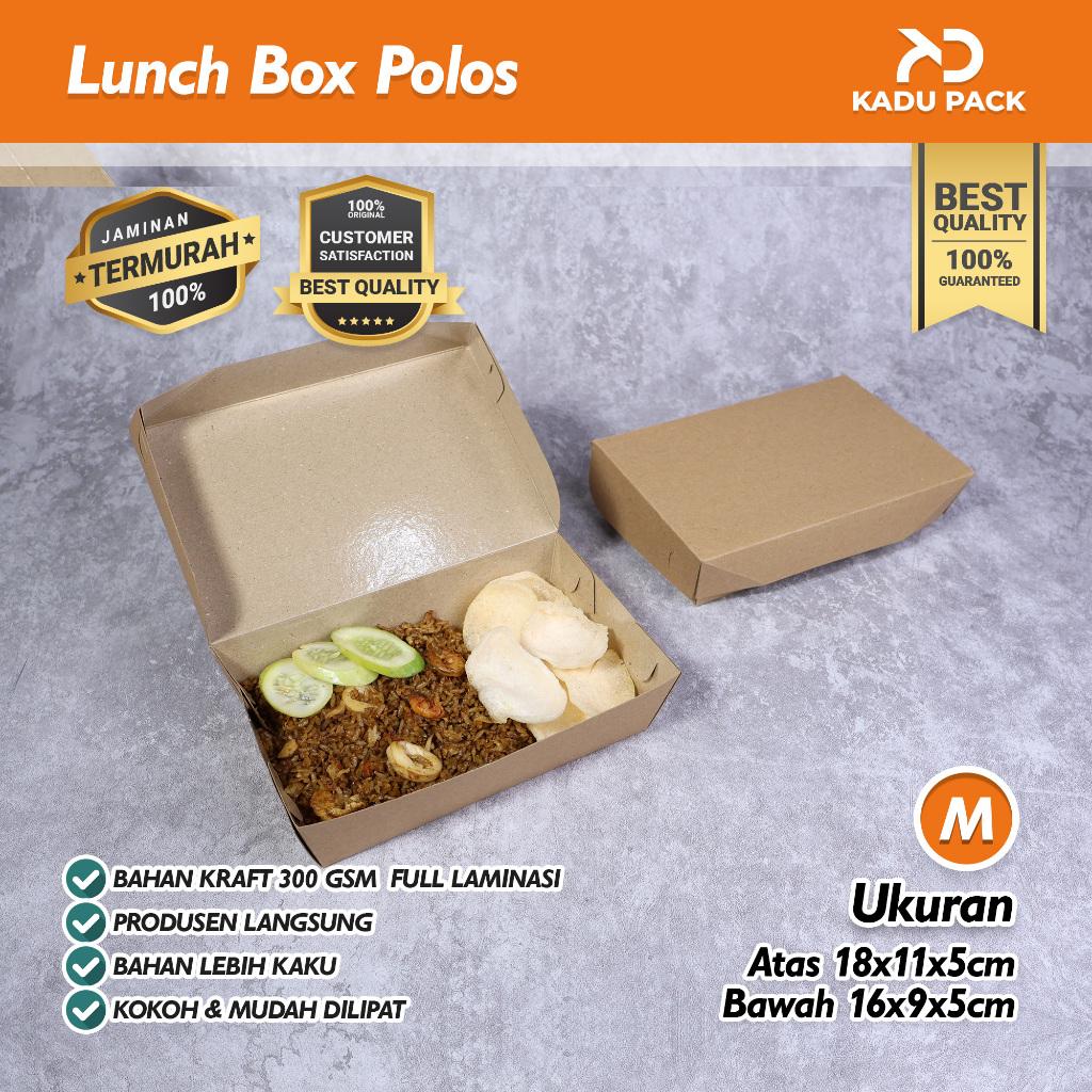 Jual (25 Pcs) Paper Lunch Box Laminasi Size M | Polos | Premium & Eco ...