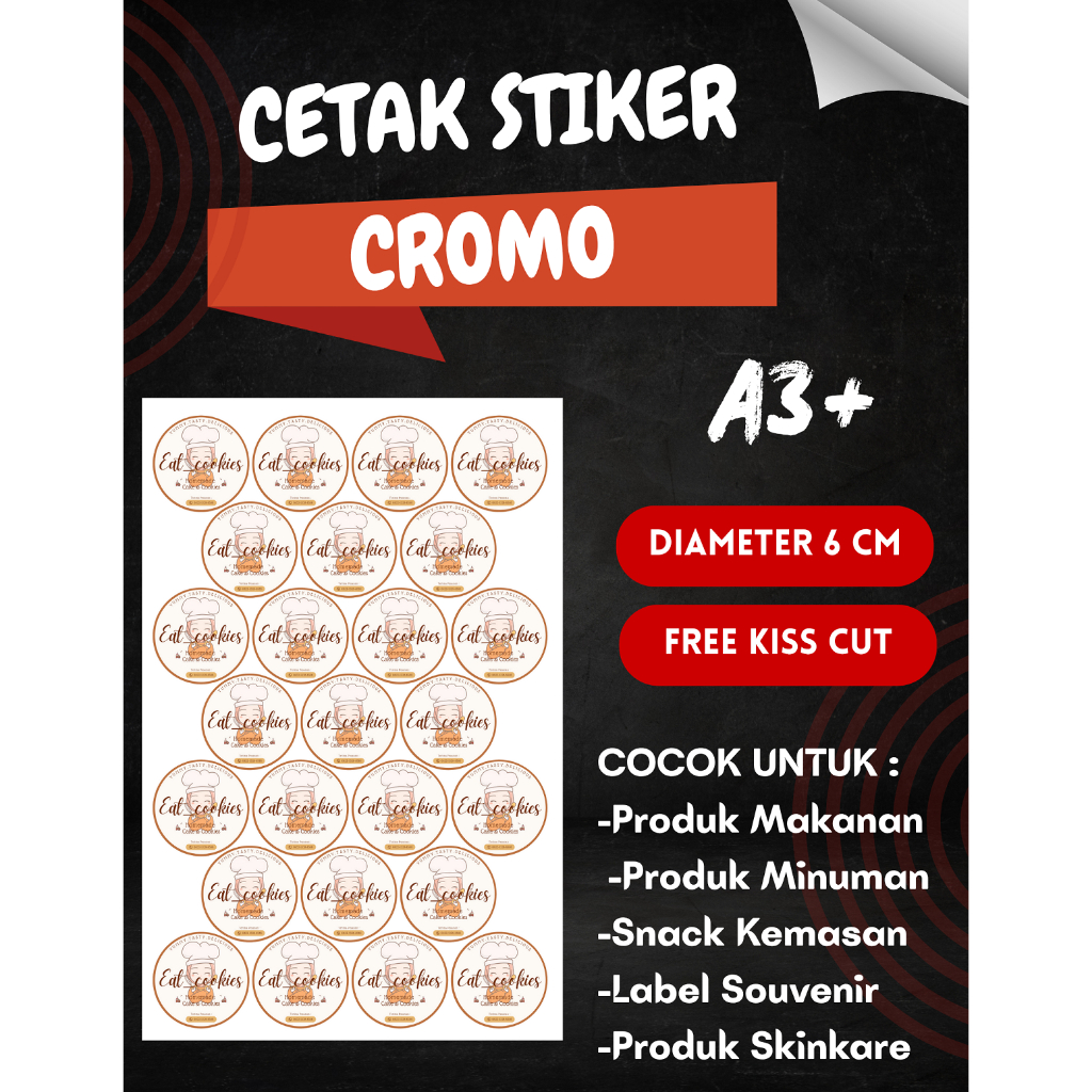 Jual Stiker Cromo / Cetak Stiker A3+ (Cetak & Cutting) / Stiker Label ...