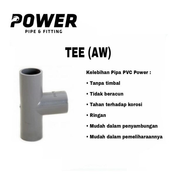 Jual Tee / T Fitting PVC Merk POWER AW | Shopee Indonesia