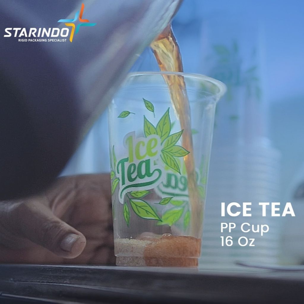 Jual Gelas Plastik Sablon Ice Tea 16 Oz Starindo Tebal 5 gram | Shopee ...