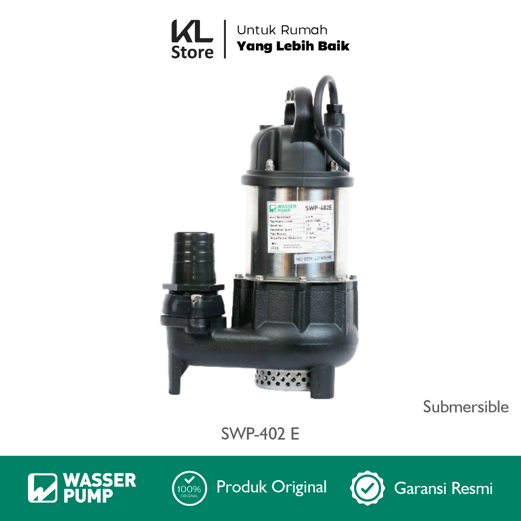 Jual WASSER POMPA CELUP AIR KOTOR SWP-402E / Submersible Pump Anti Karat / Pompa Kolam dan Sumur ...