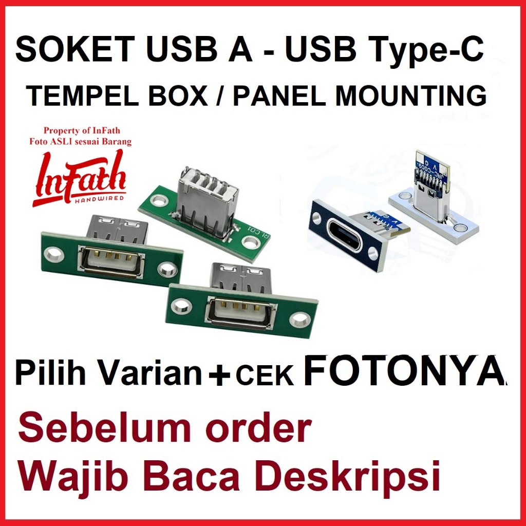 Jual Soket USB A Type-C Panel Box - InFath - Mounting tempel box DIY ...