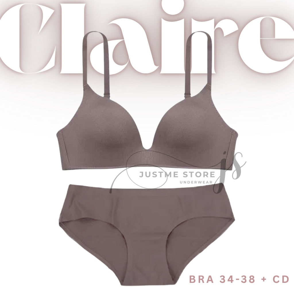Jual CLAIRE Bra Set (BRA + CD) Seamless Tanpa Kawat Push Up Size 34-38 ...