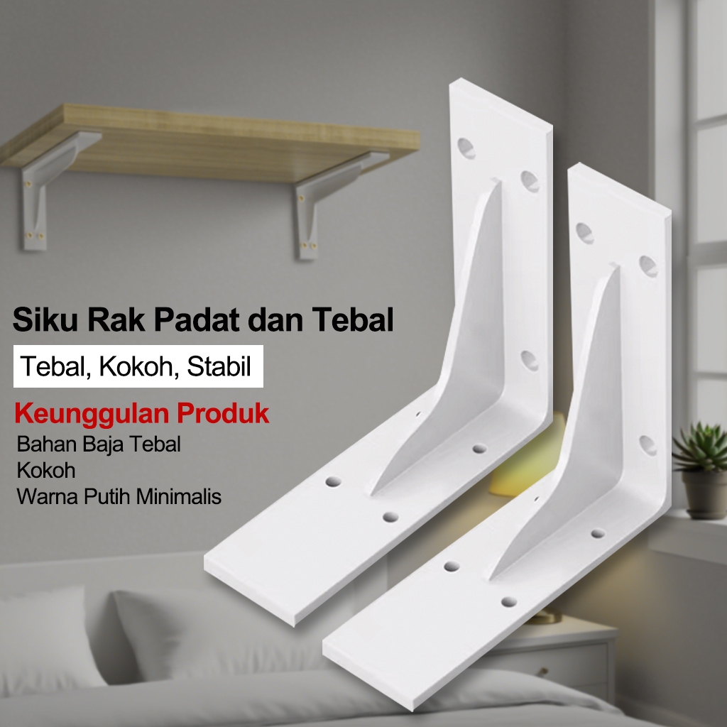 Jual Bracket Tembok Siku Rak Balok Lengkung Putih Bingkai Dinding Shelf ...