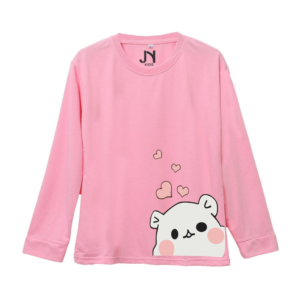 Jual JN Baju Atasan Panjang Bera Love Kaos Anak Perempuan Usia 1-14 ...