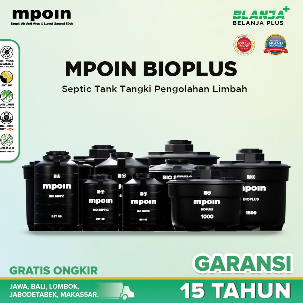 Jual Bioplus Septic Tank 1000 1600 2000 Liter - Tangki Septic Tank Biofil Biotech MPOIN Garansi ...