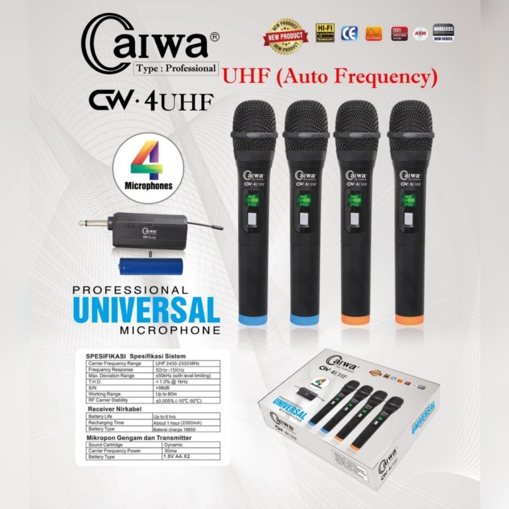 Jual Microphone Wireless CAIWA CW-4UHF | Shopee Indonesia