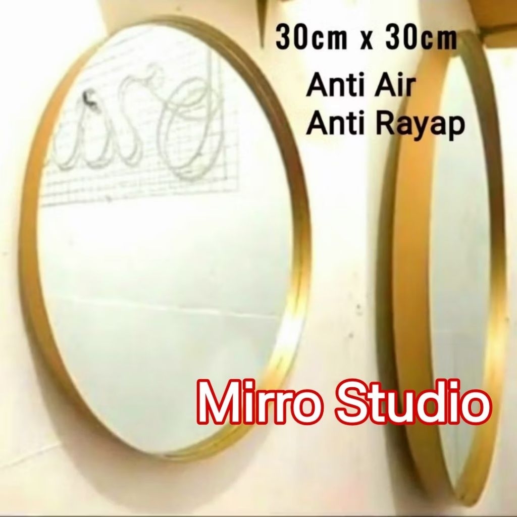 Jual Cermin tempel cermin aesthetic cermin bulat ( Frame Gold ...