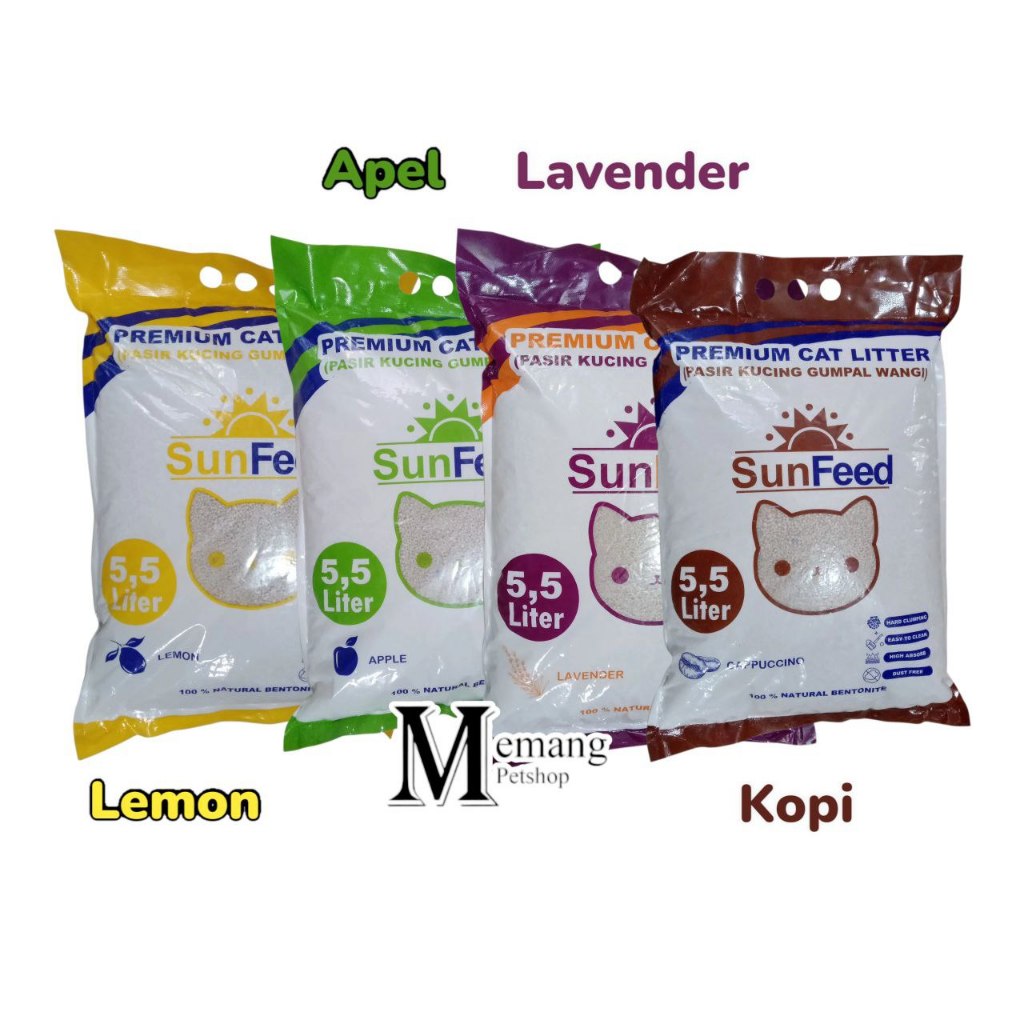 Jual SunFeed 5.5L - Pasir Kucing Gumpal Wangi Bentonit - Sun Feed ...