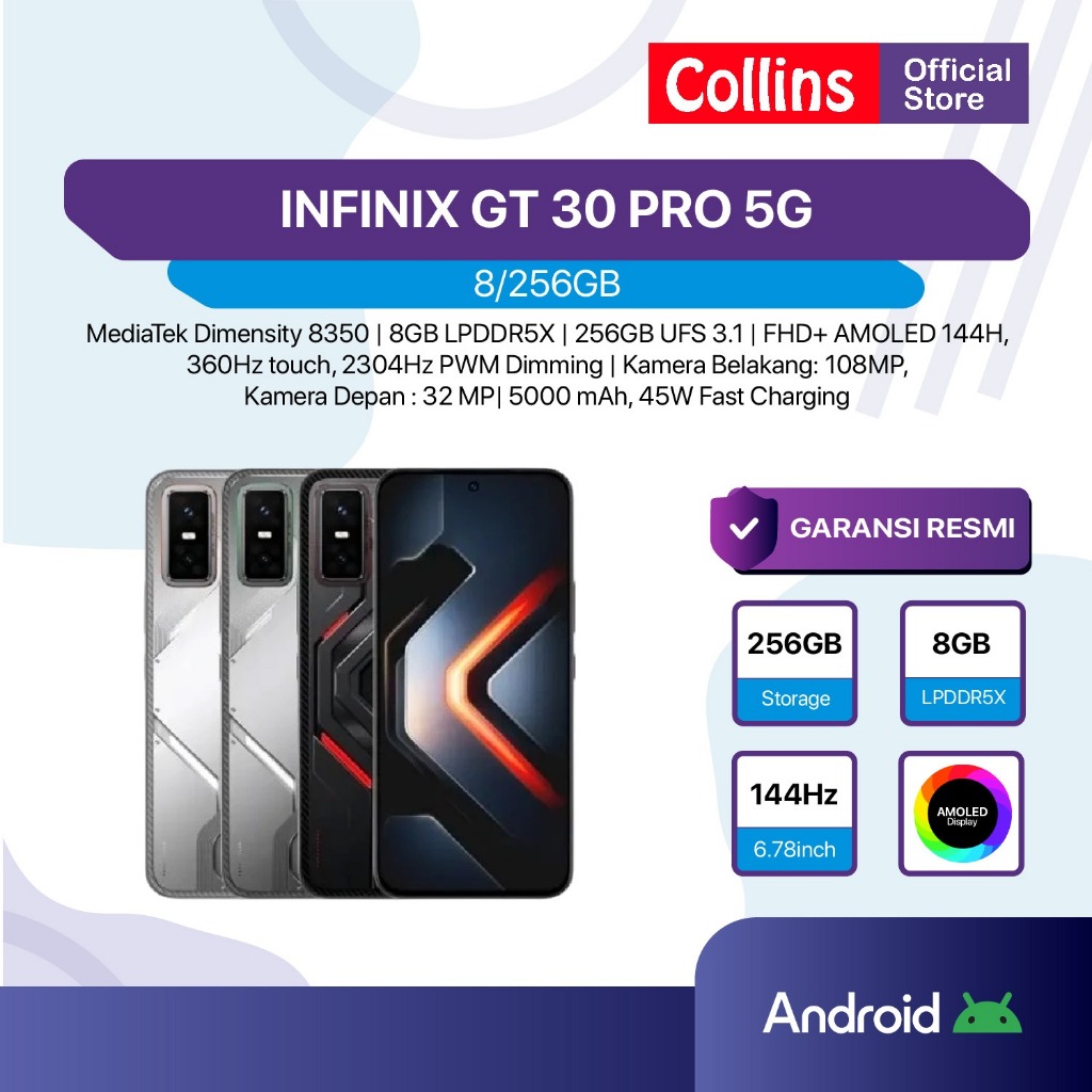Jual INFINIX PHONE GAMING GT 30 PRO 5G 8GB 256GB SHADOW ASH | Shopee ...