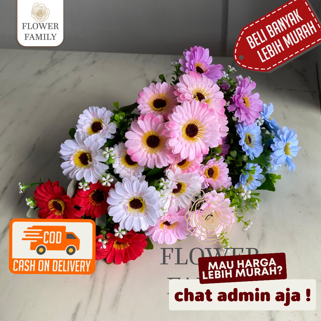 Jual Flower Family - Bunga Garbera Artificial | Bunga Kecil Palsu ...
