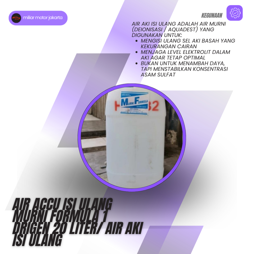 Jual Air Accu Isi Ulang Murni Formula 1 Drigen 20 Liter/ Air Aki Isi ...