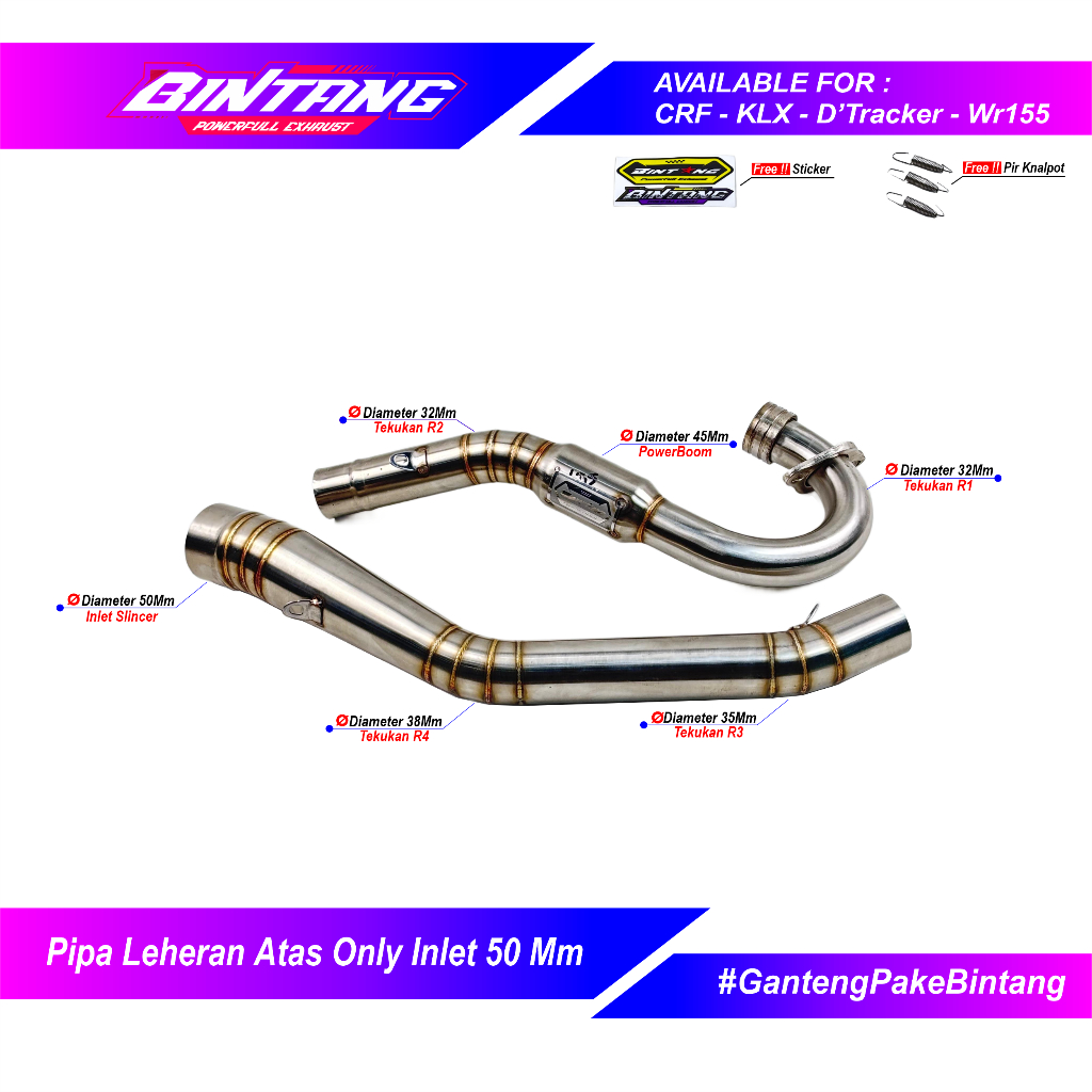 Jual Leheran Knalpot KLX CRF D Tracker inlet 50mm Model Samping/atas ...