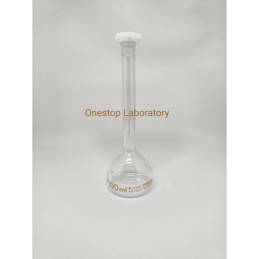 Jual Labu Ukur Clear 100 ml PP Stopper Volumetric Flask class A IWAKI ...