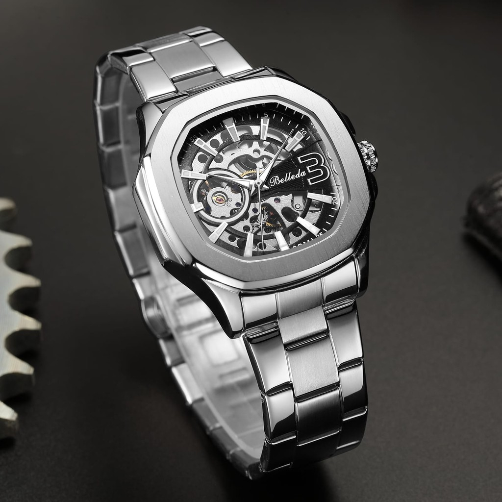 Jual Jam Tangan Pria Automatic Belleda 9633 Rantai Stainless Automatic ...