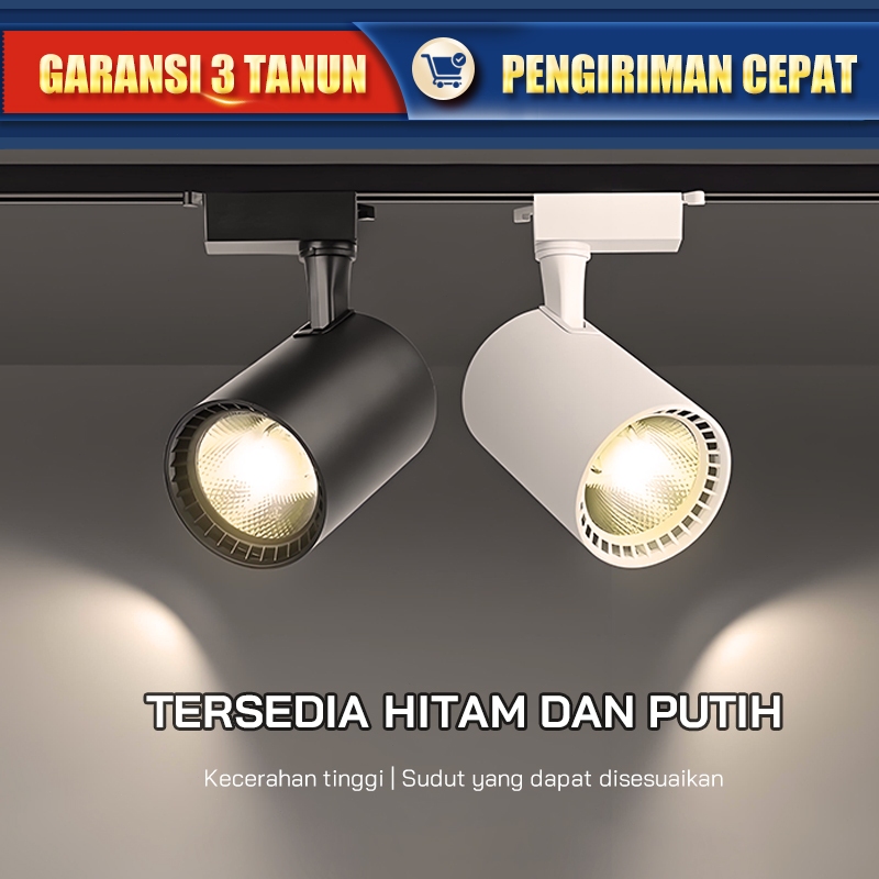 Jual LAMPU TRACKLIGHT LED SPOT 10W/20W/30W 4000K | SOROT RAIL ADJUSTABLE | Shopee Indonesia