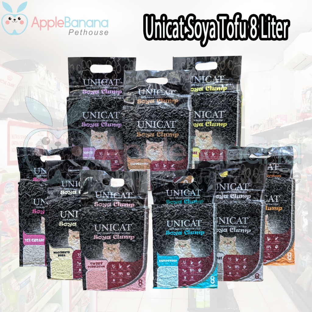 Jual Pasir Kucing Tofu Soya 8 liter Unicat | Unicat soya tofu 8liter pasir kucing gumpal wangi ...