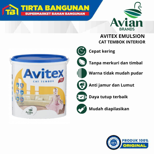 Jual AVITEX EMULSION CAT TEMBOK INTERIOR / CAT PLAFON / CAT PAPAN ...