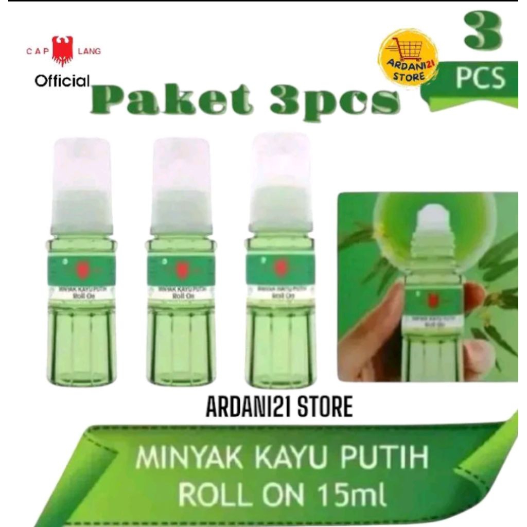 Jual PAKET 3PCS MINYAK KAYU PUTIH ROLL ON CAP LANG 15ML | Shopee Indonesia