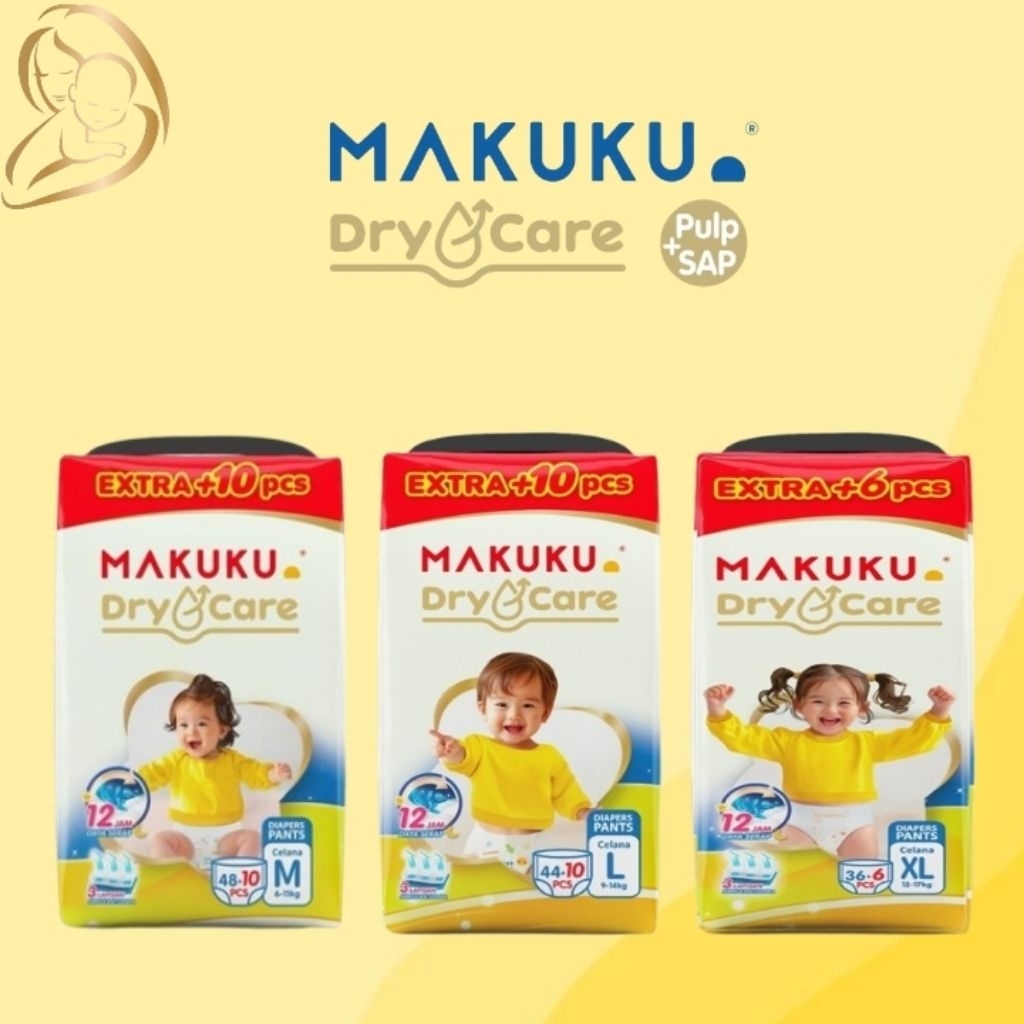 Jual Makuku Dry Care JUMBO PACK M48+10 L44+10 XL36+6 XXL34+6 S38 NBS54 | Popok Bayi Tipe Celana ...