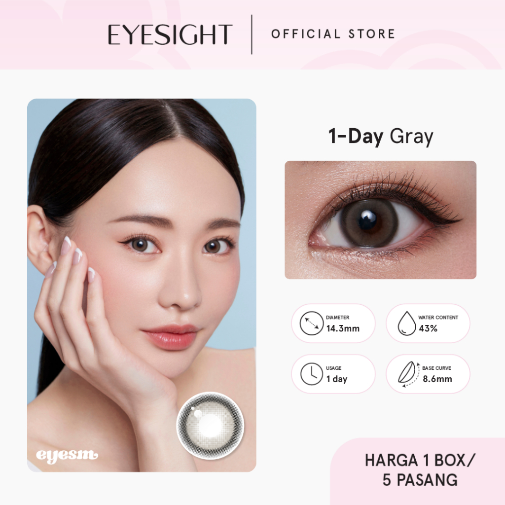 Jual [1-DAY LENS] EYESIGHT LENSES Softlens Eyesm - Hugmoon 1 Day Gray | Softlens Pemakaian ...