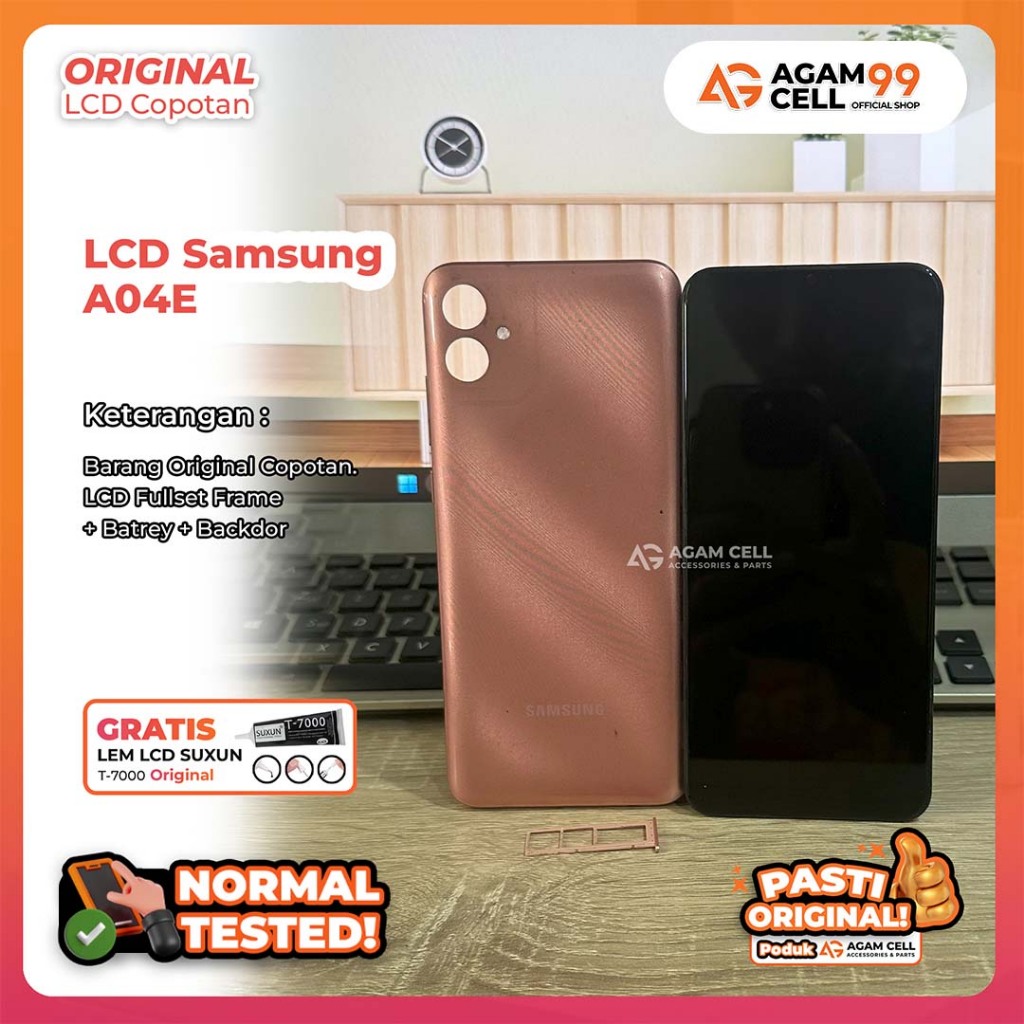Jual LCD Samsung A04E LCD +FRAME + BATRE + BACKDOR FULLSET Original ...