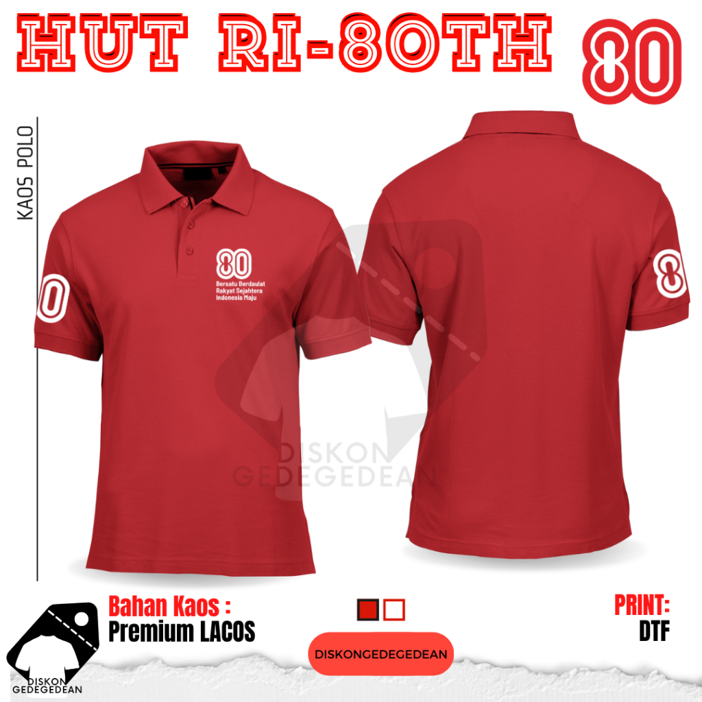 Jual KAOS POLO OFFICIAL DESIGN INDONESIA HUT RI 80 - TSHIRT POLO HUT RI ...