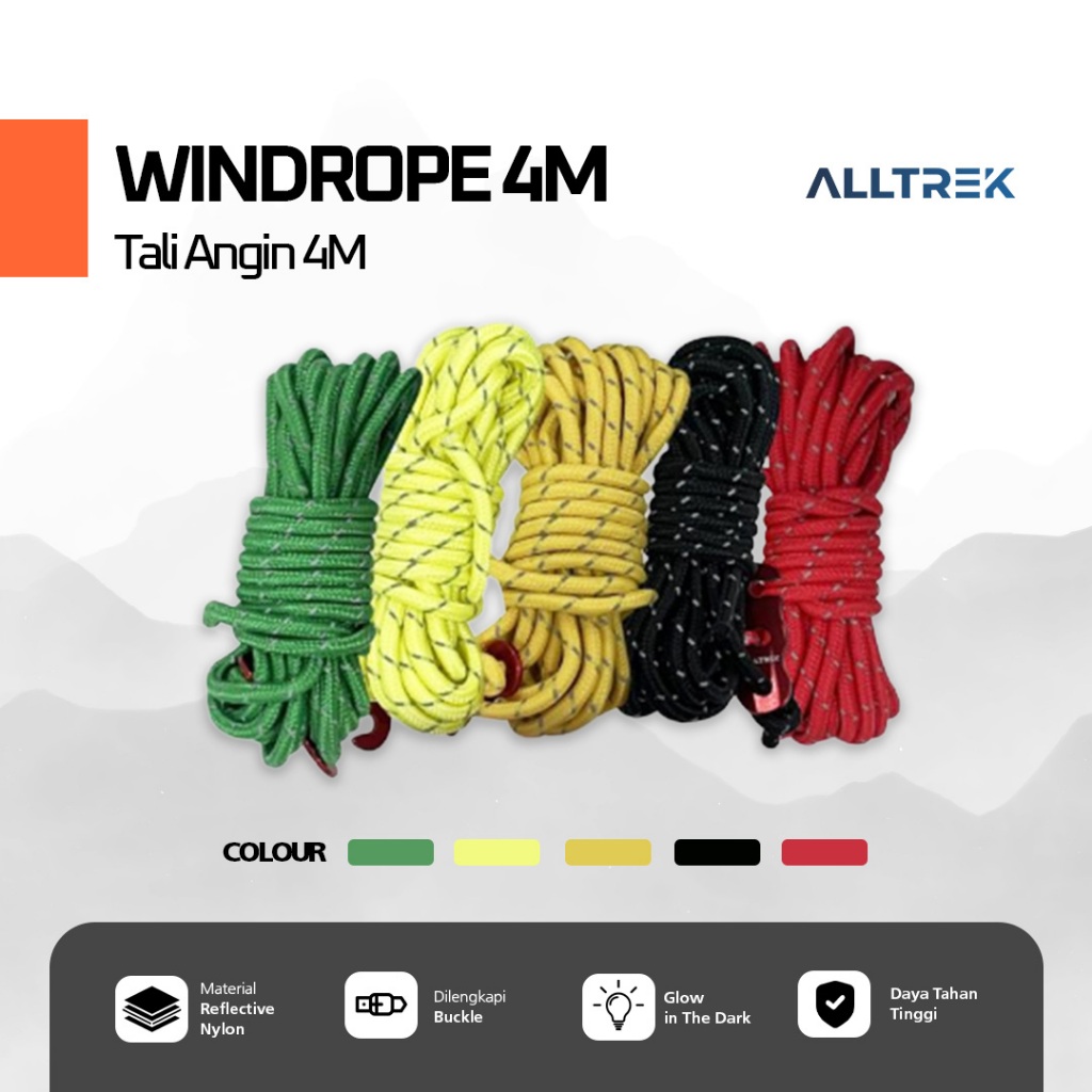 Jual ALLTREK Wind Rope Bold Tali Angin Reflective 4MM Night Light Tali ...