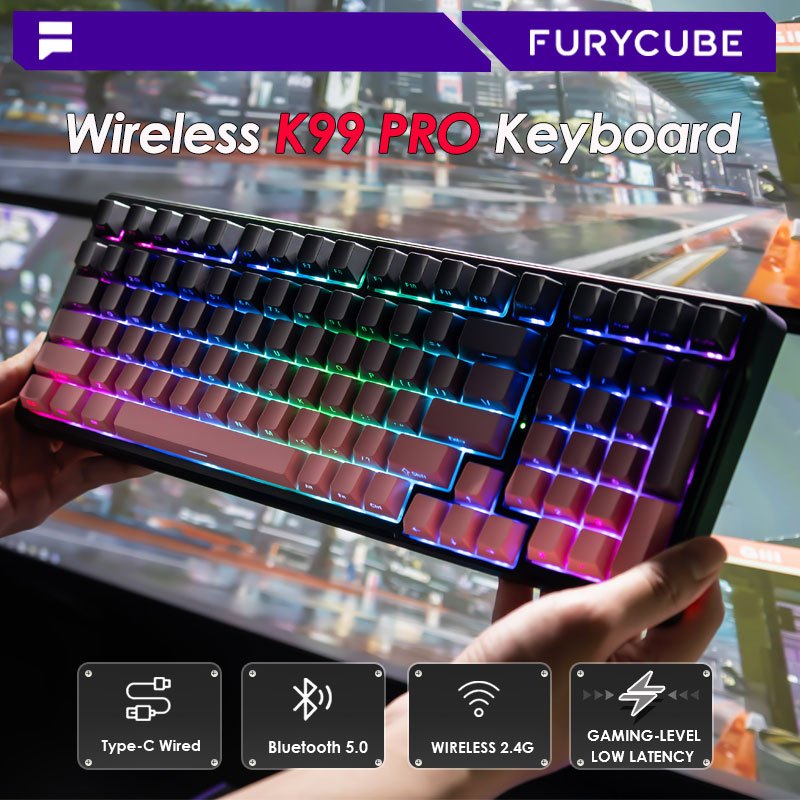 Jual FURYCUBE K99 Pro Wireless Keyboard Gaming Office Keyboar 99 Keys ...