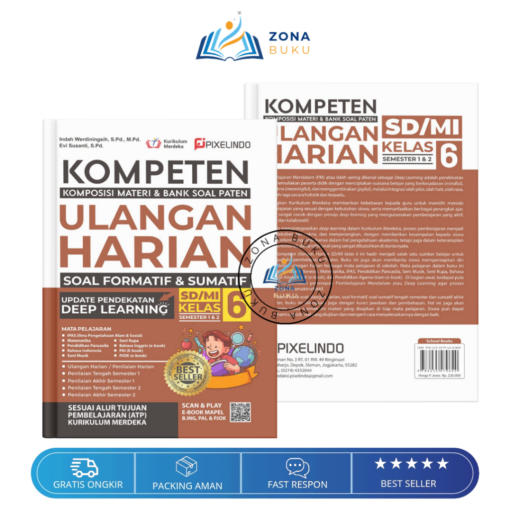 Jual Buku Kompeten Ulangan Harian Kurikulum Merdeka Kelas 6 SD MI Deep Learning Ringkasan Materi ...
