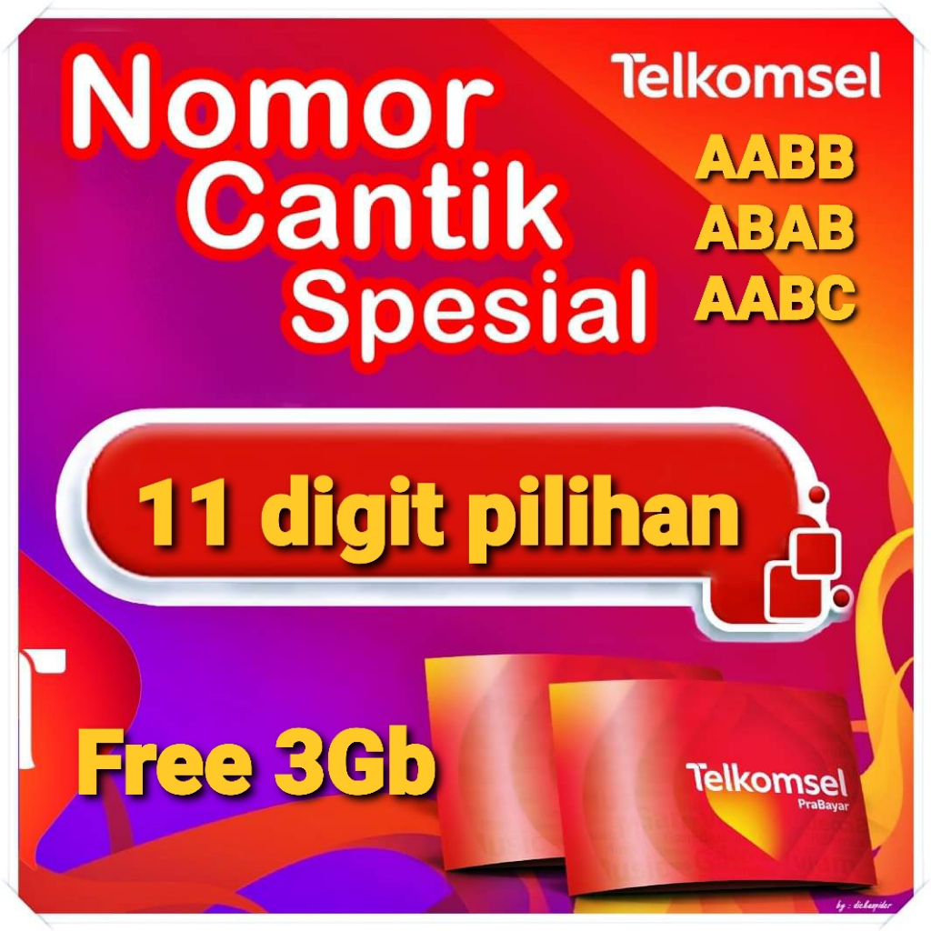 Jual Nomor Cantik Special Perdana Telkomsel 11 Angka seri AABB ABAB Free 3 Gb | Shopee Indonesia