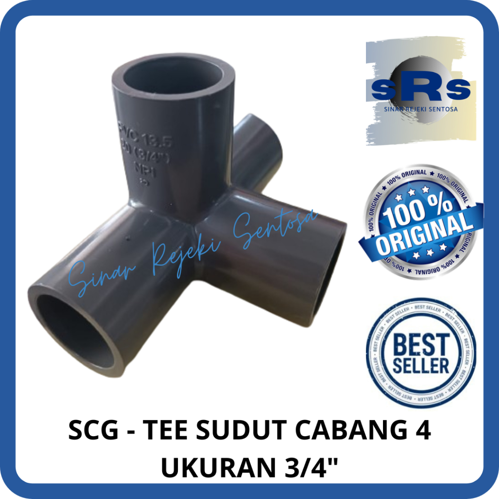 Jual SCG - FITTING PIPA PVC/SAMBUNGAN PIPA PVC TEE SUDUT CABANG 4 UKURAN 3/4 INCH | Shopee Indonesia