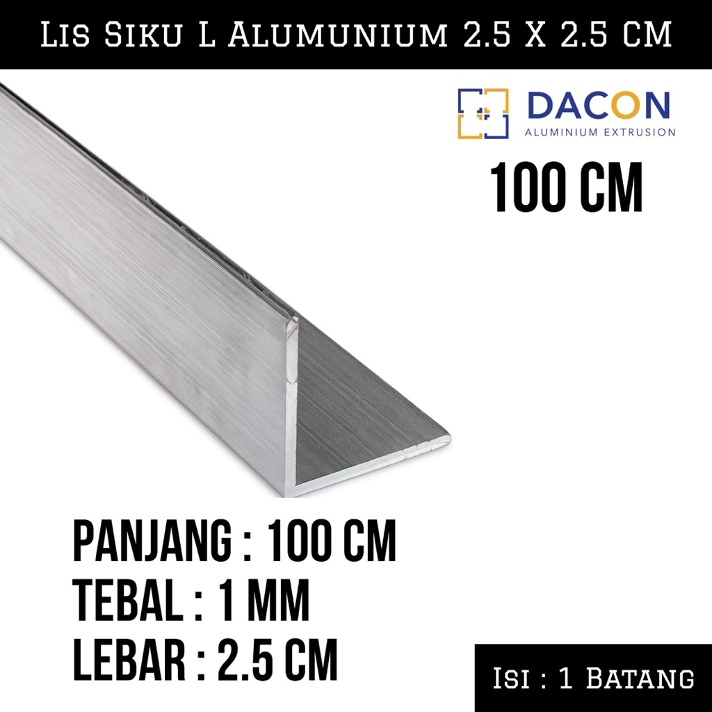 Jual (100 CM) Lis Siku L Alumunium 2.5 CM X 2.5 CM Dacon | Lis Siku ...