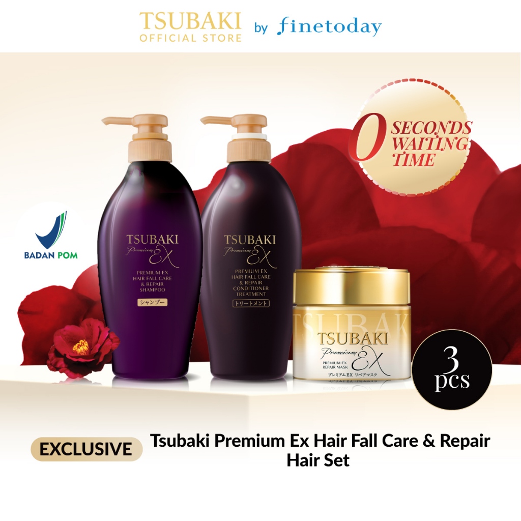 Jual [Exclusive Set] TSUBAKI Premium EX Hair Fall Care & Repair Hair Set - Shampoo, Conditioner ...