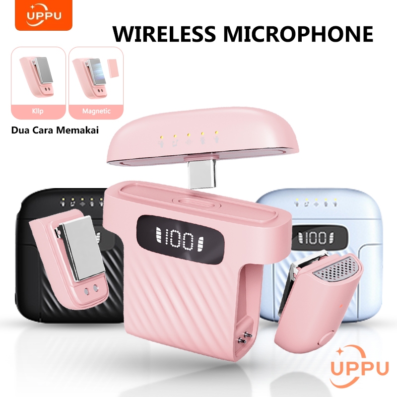 Jual UPPU M8 Wireless Microphone Clip On Mic Magnetic Mikrofon HP Plug ...