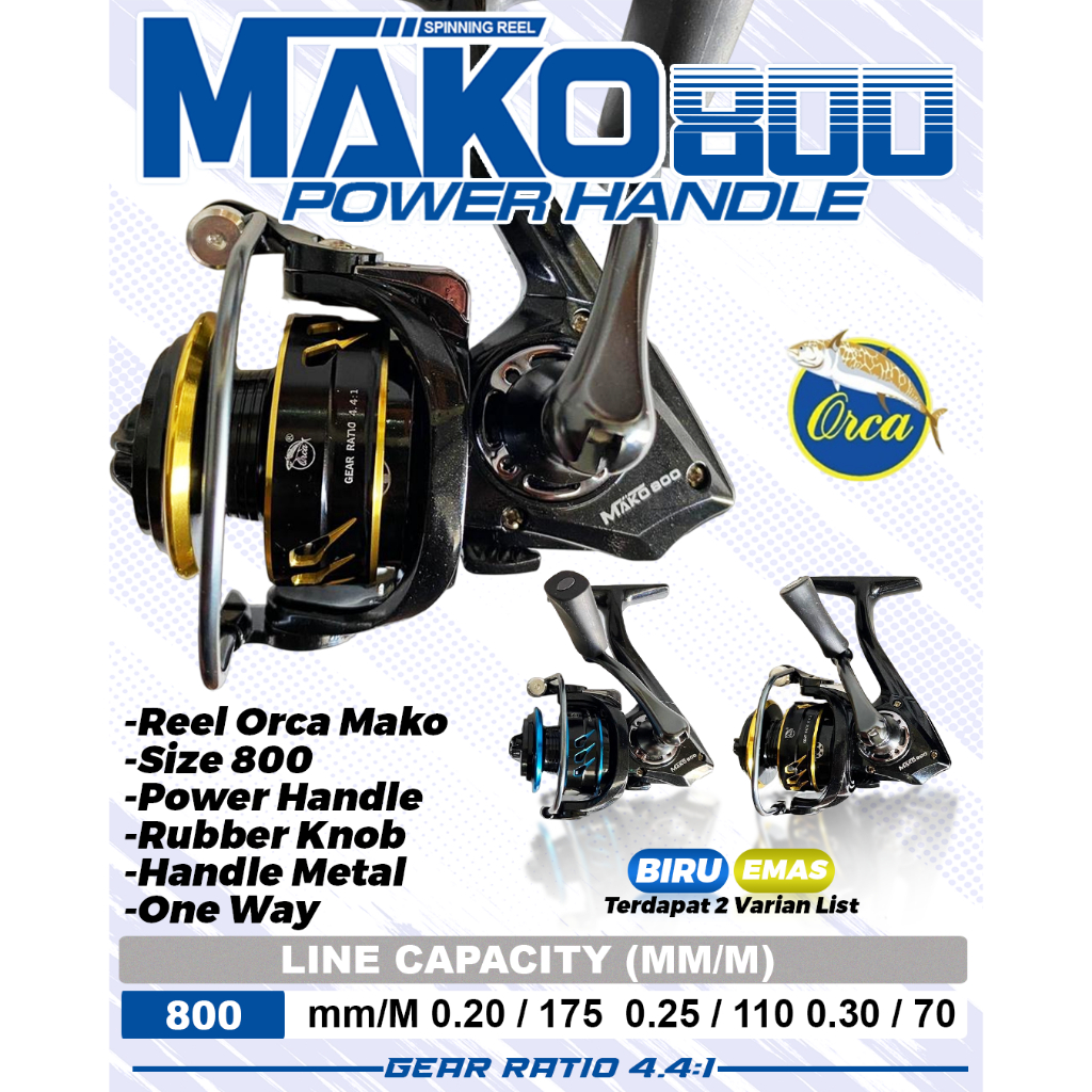 Jual Reel Orca Mako 800 Power Handle Kuat Putaran Reel Halus Bisa COD ...