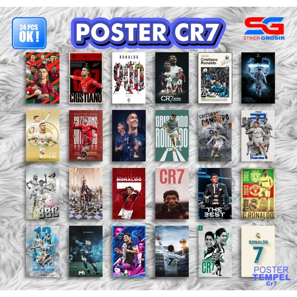 Jual stiker poster 24pcs CR7 RONALDO REAL MADRID tinggal tempel keren ...