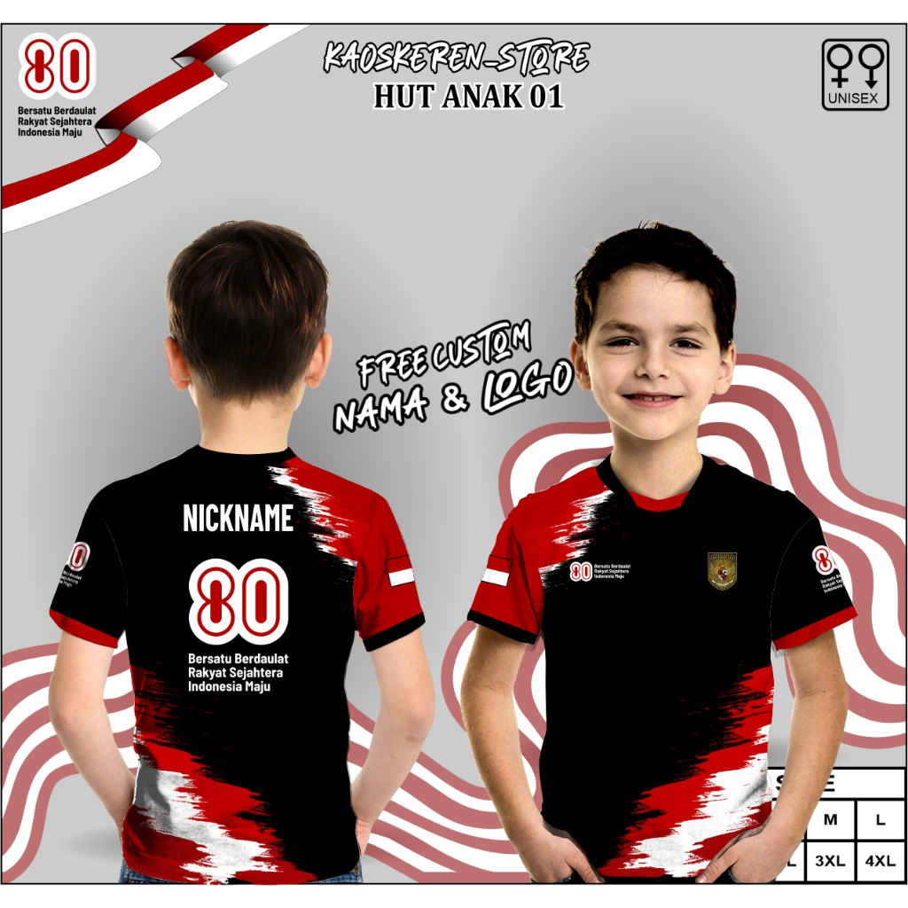 Jual jersey hut ri ke 80 anak baju kemerdekaan indonesia ke 80 kaos ...