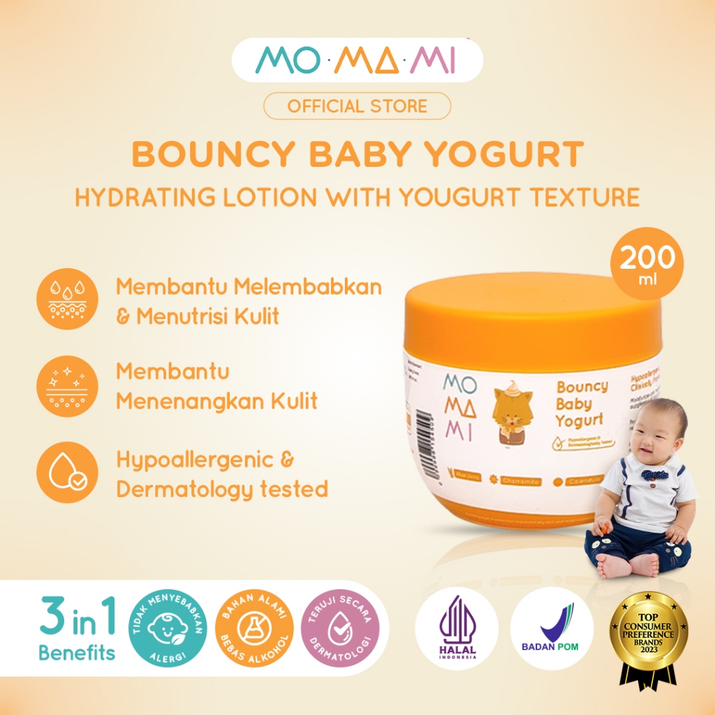 Jual Momami Bouncy Baby Yogurt Moisturizer 200ml - Skincare Krim ...