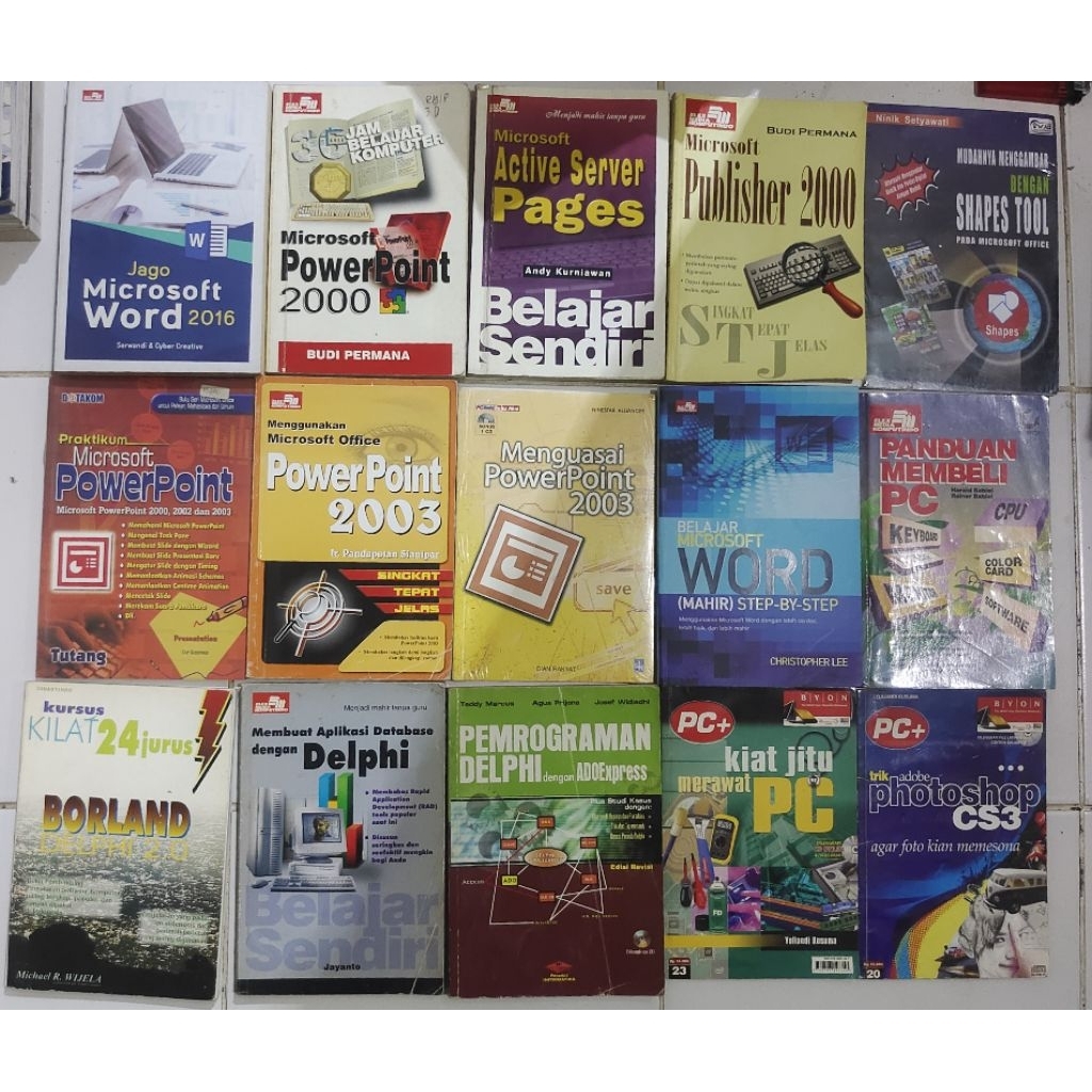 Jual BUKU MICROSOFT EXCEL & POWERPOINT & PROGRAMAN DELPHI & MICROSOFT WORD AUTOCAD & TURBO ...